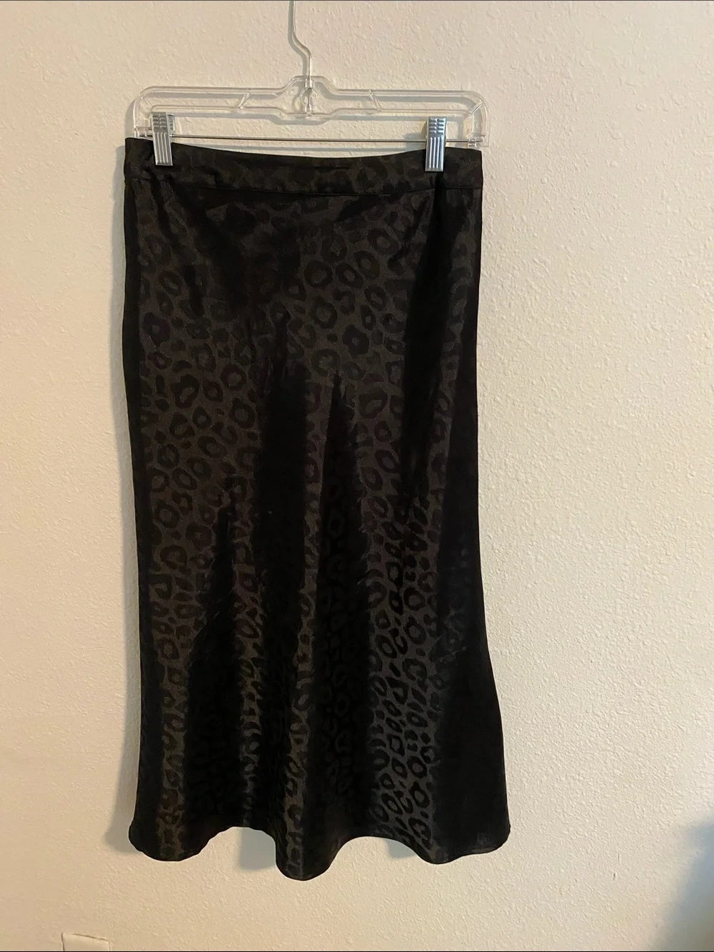 SHEIN | Skirts | Black Leopardprint Satin Midi Skirt | Poshmark